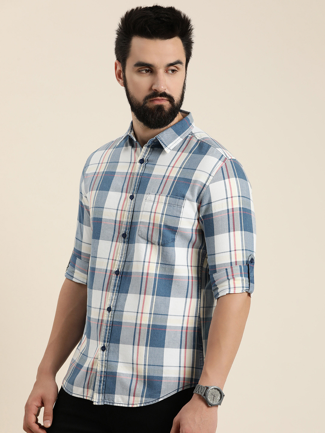 Buy Moda Rapido Men Pure Cotton Slim Fit Checked Casual Shirt - Shirts ...