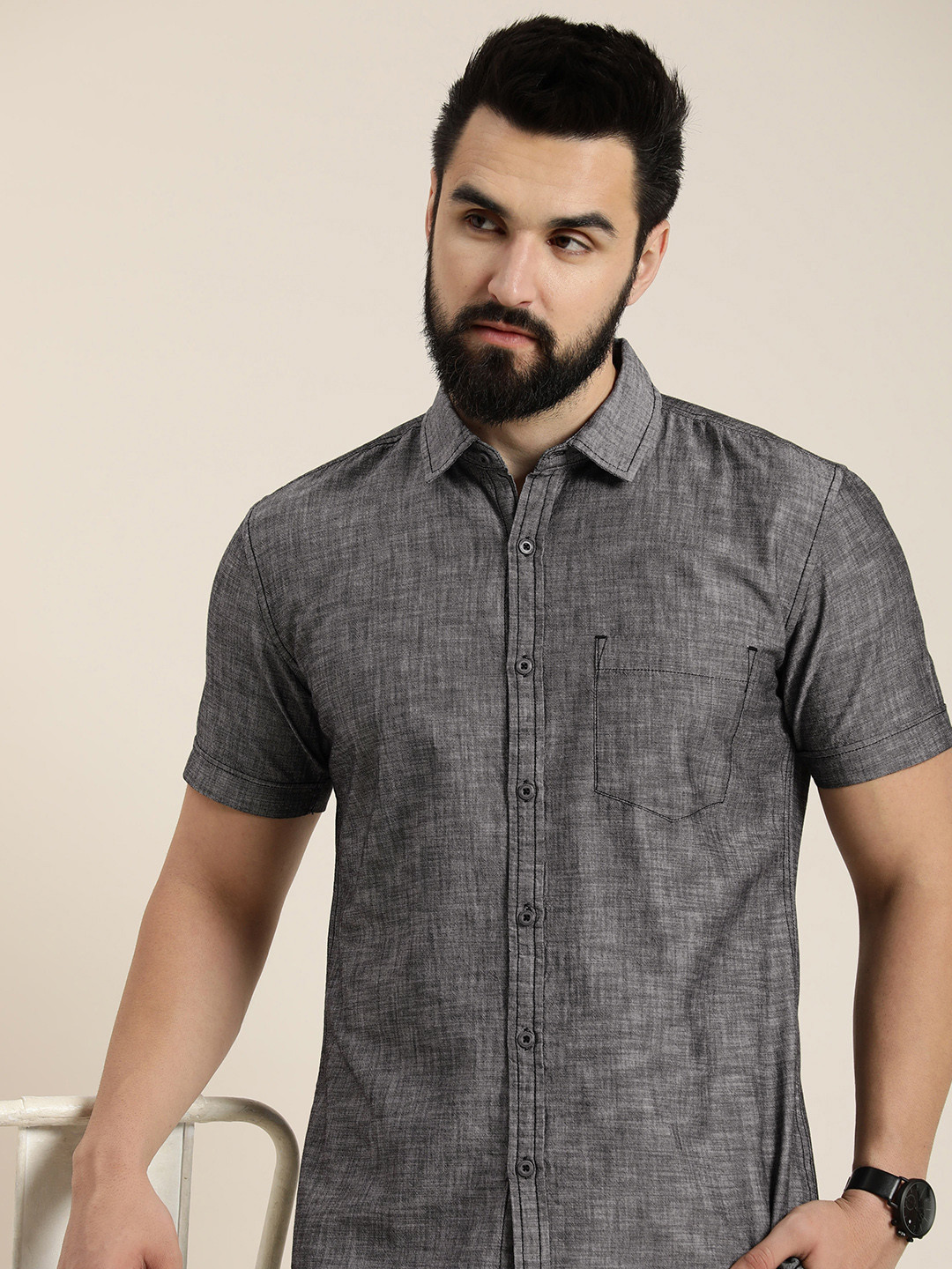 Buy Moda Rapido Self Design Slim Fit Pure Cotton Casual Shirt - Shirts ...