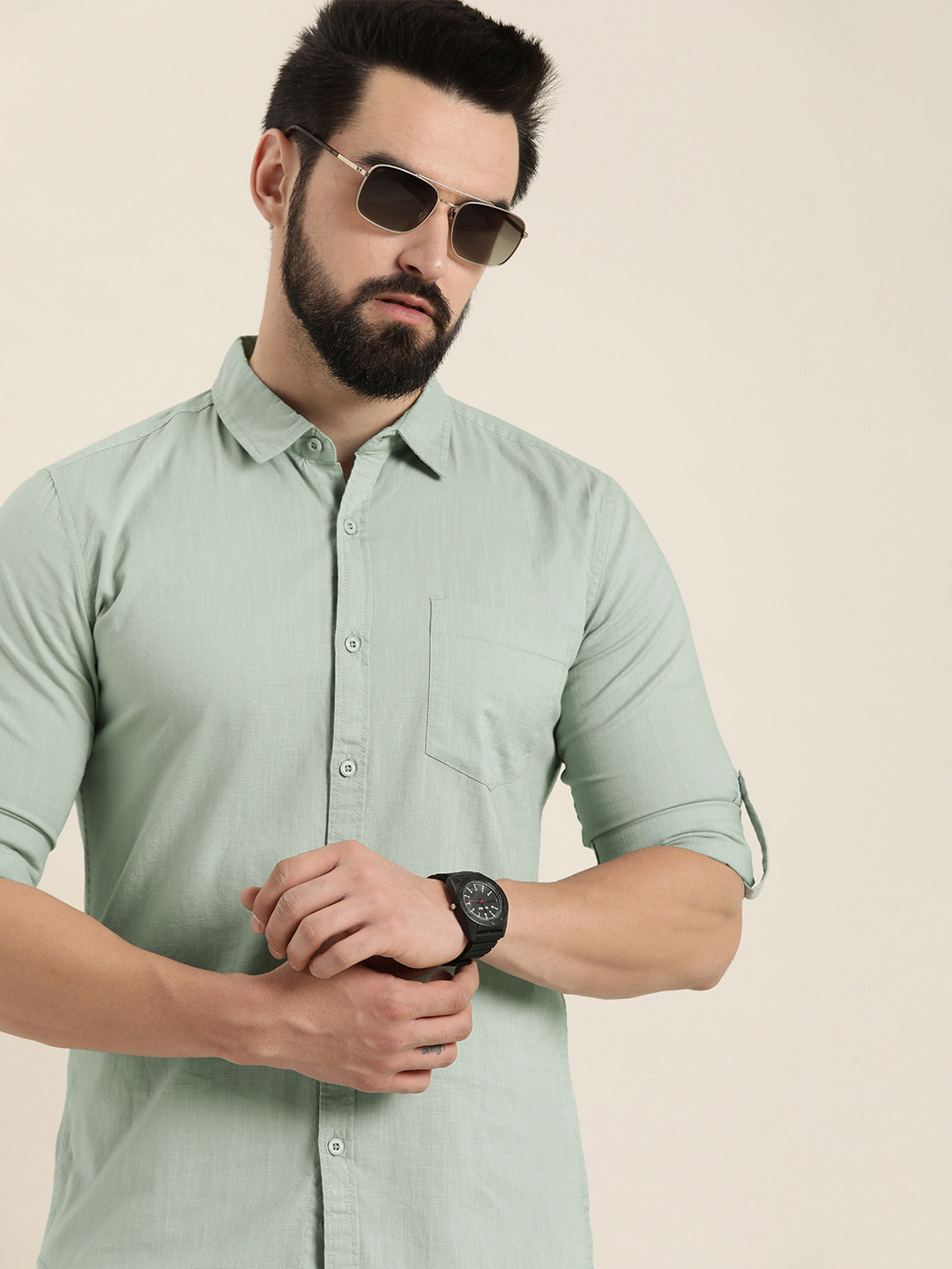 Buy Moda Rapido Men Pure Cotton Solid Slim Fit Casual Shirt - Shirts ...