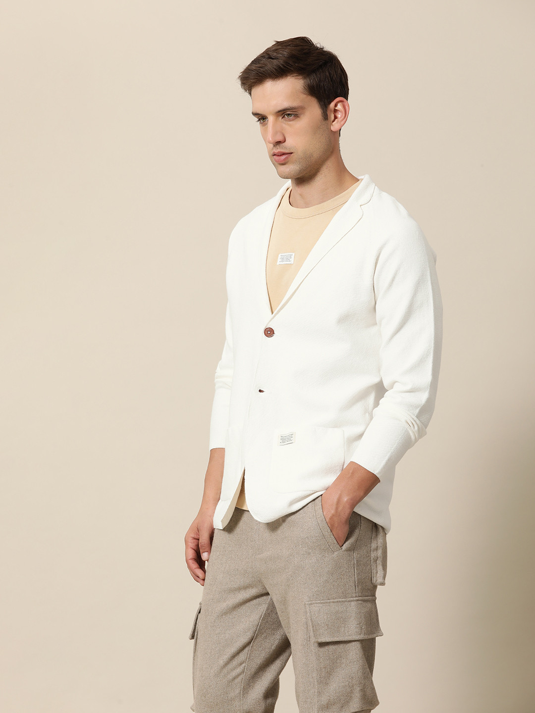 Buy Mr Bowerbird Tailored Fit Lightweight Knitted Single Breasted Casual Blazer - Blazers for ...