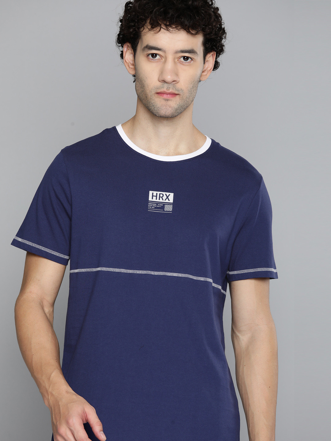 Buy HRX By Hrithik Roshan Striped Pure Cotton T Shirt - Tshirts for Men ...