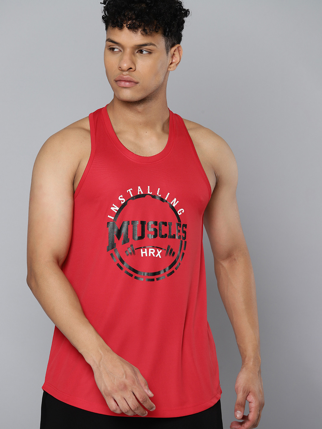 Buy HRX By Hrithik Roshan Rapid Dry Printed Sleeveless Training T Shirt ...
