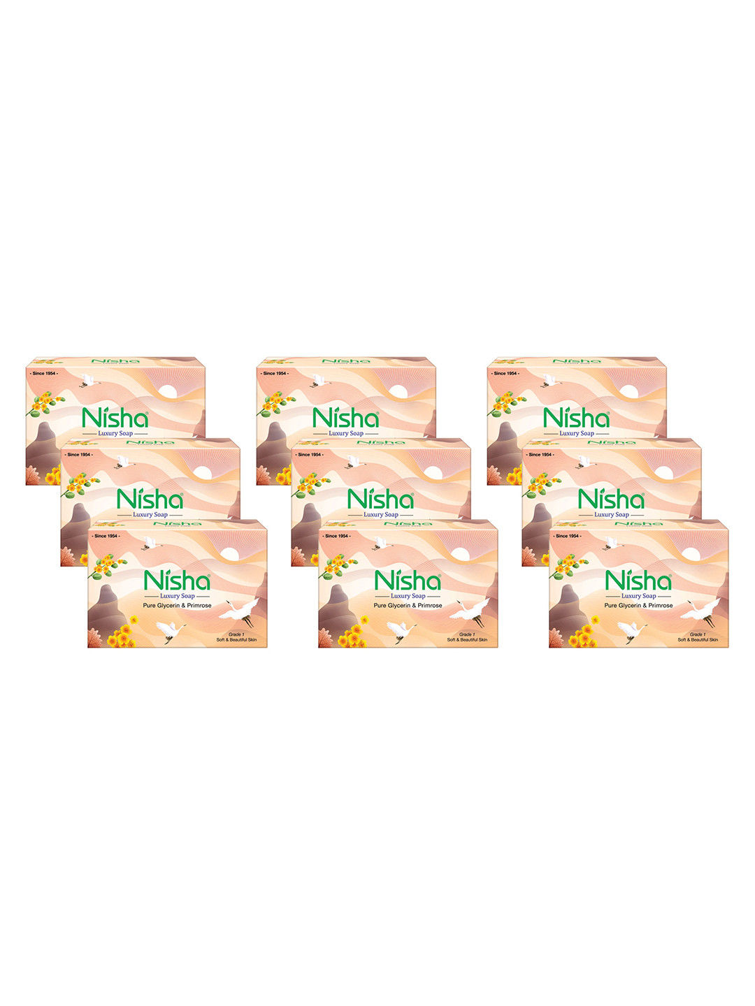 Buy Nisha Set Of 9 Pure Glycerin & Primrose Soap Bar 100 G Each - Soap ...