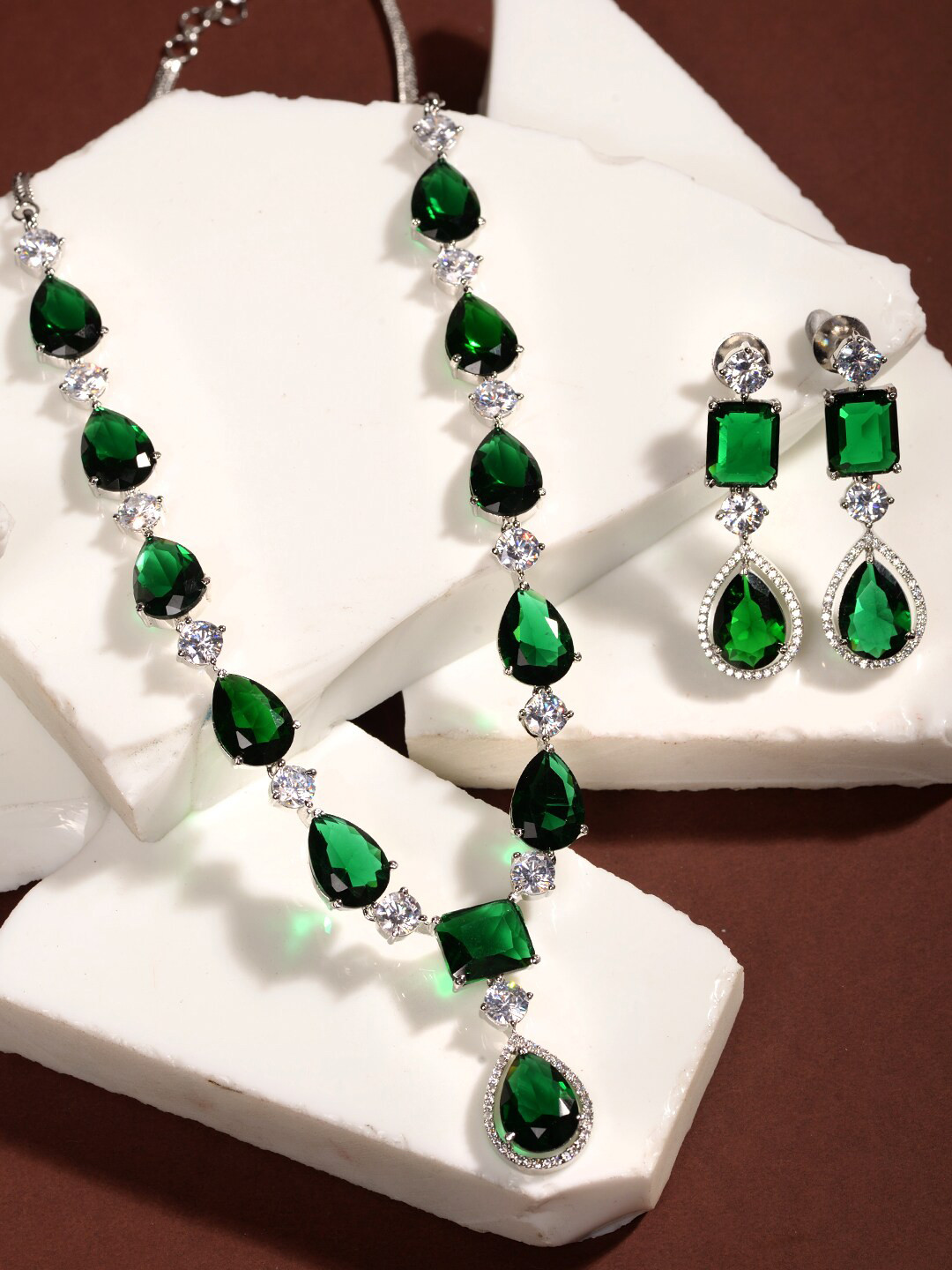 Buy Saraf RS Jewellery Women Silver Plated AD Studded Necklace And ...