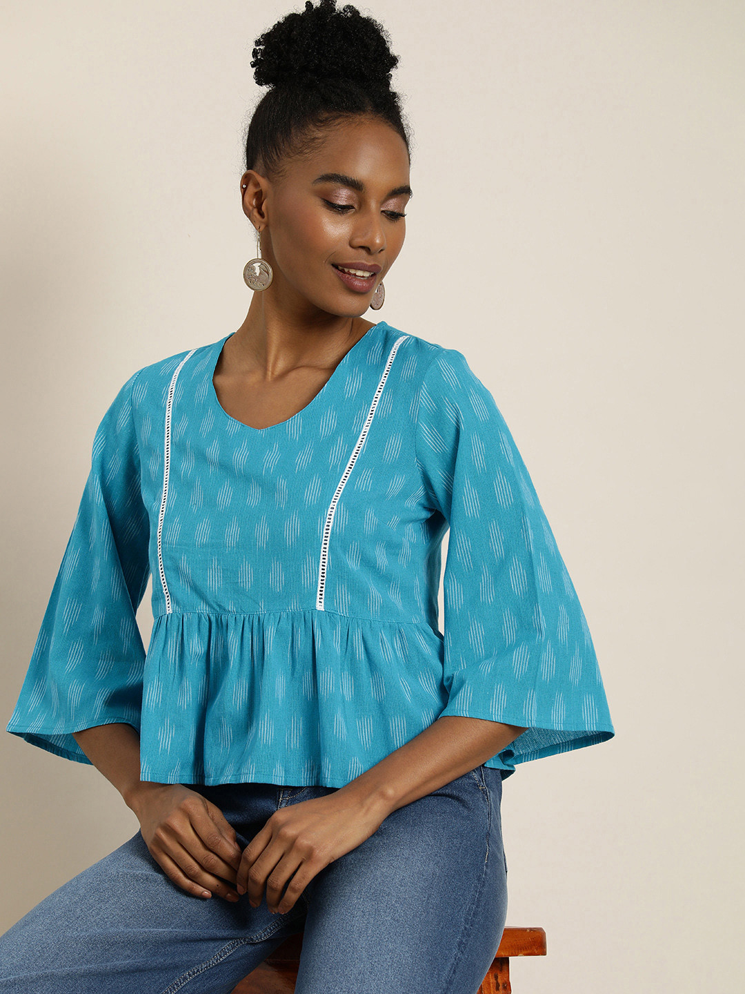 Buy Taavi Ikat Woven Design Empire Style Top - Tops for Women 21784182 ...