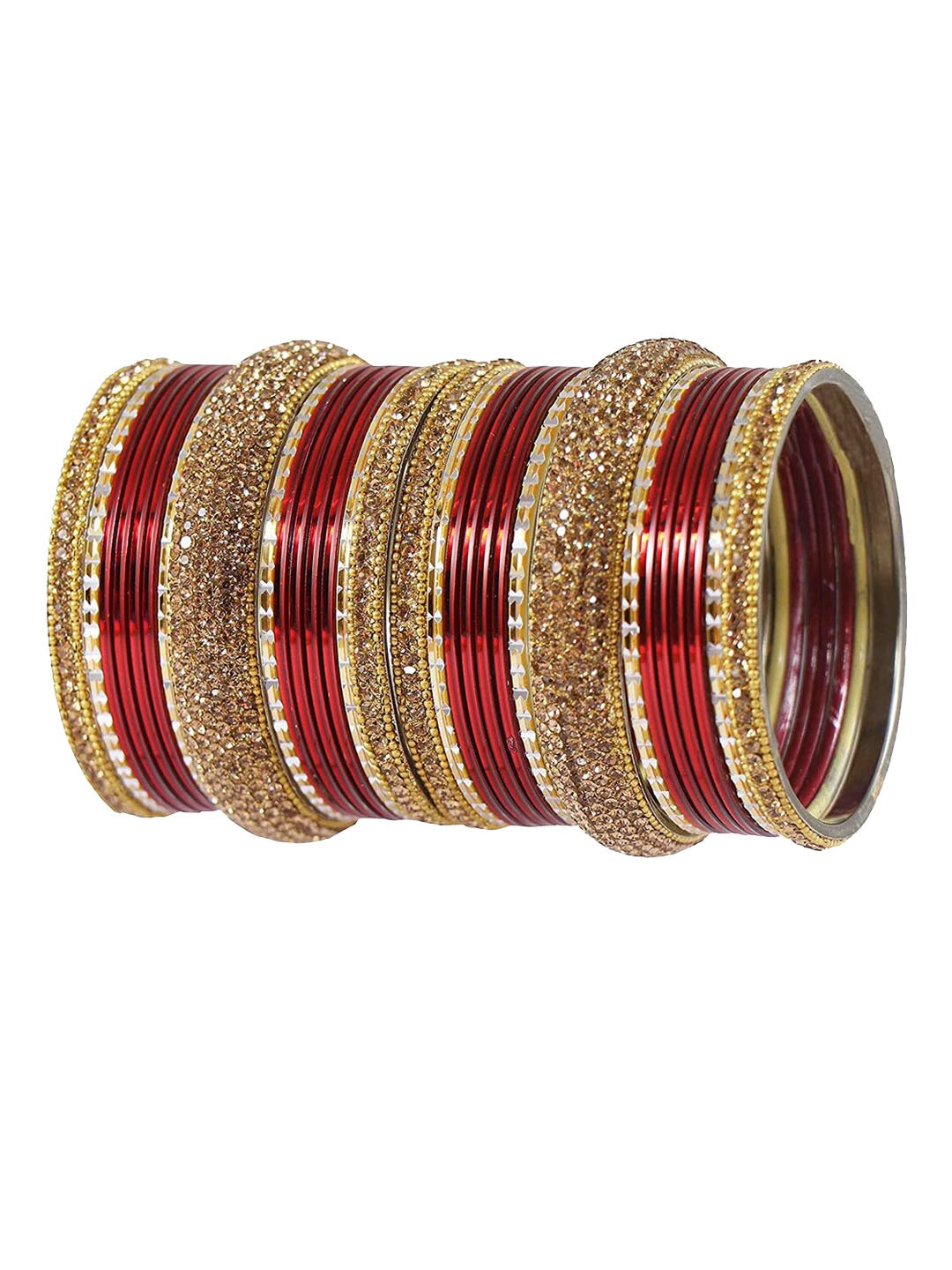 Buy NMII Set Of 30 Zircon Stone Studded Metal Bangles - Bangle for ...