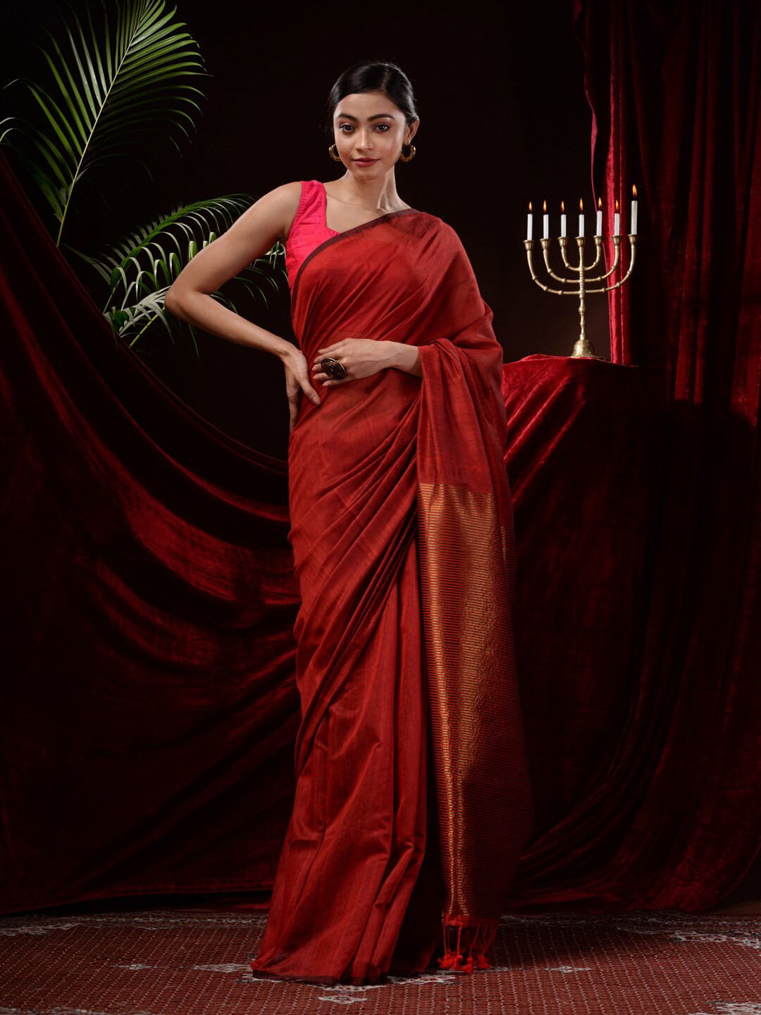 Buy Mitera Tassel Saree With Blouse - Sarees for Women 21789720 | Myntra