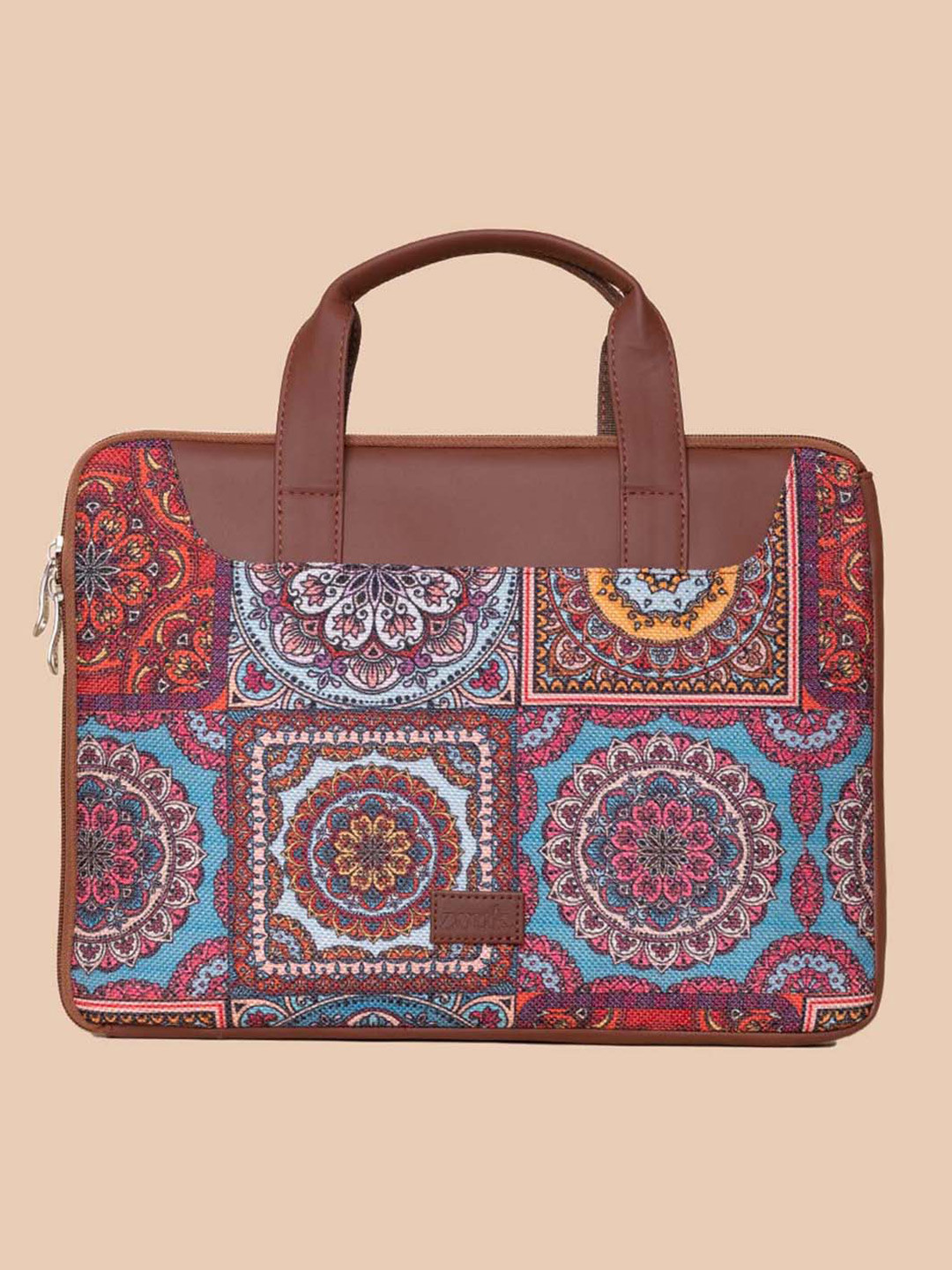 Buy ZOUK Women Brown & Blue Printed Jute Laptop Sleeve - Laptop Bag for ...