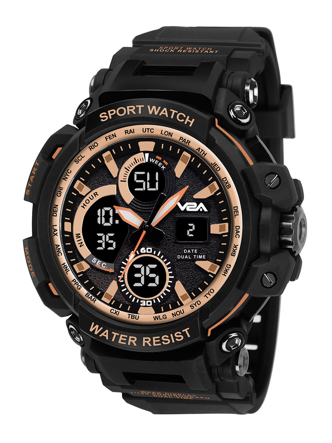 Buy V2A Men Analogue And Digital Waterproof Multi Function Watch V2A ...