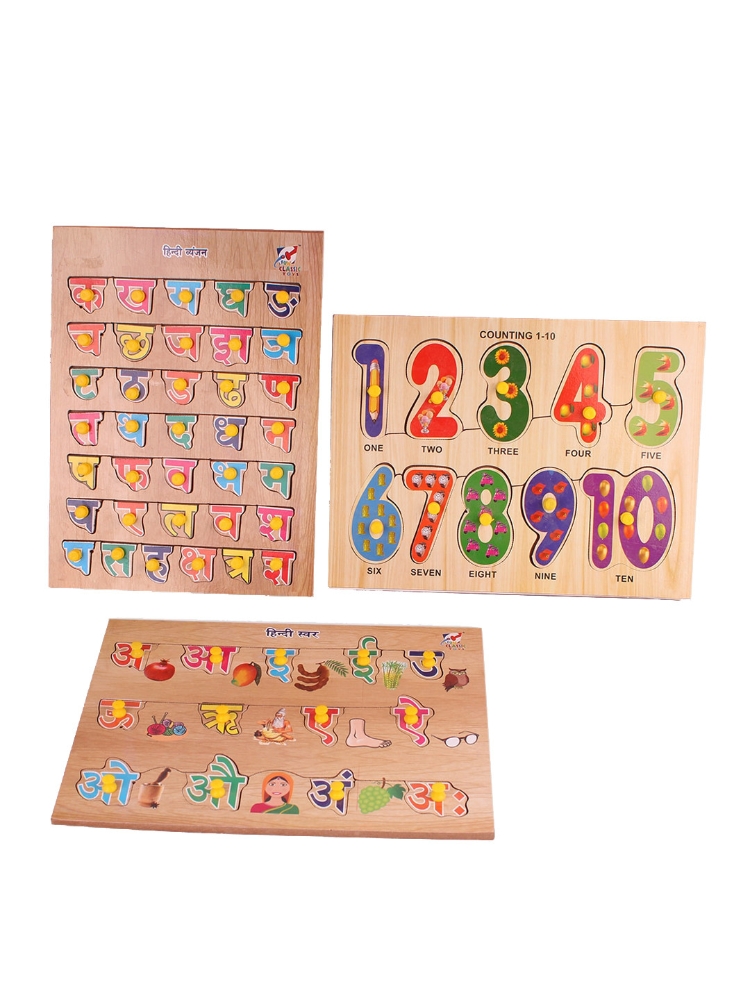 Buy DukieKooky Kids Set Of 3 Vowel Consonants & Numbers Puzzle Toys ...