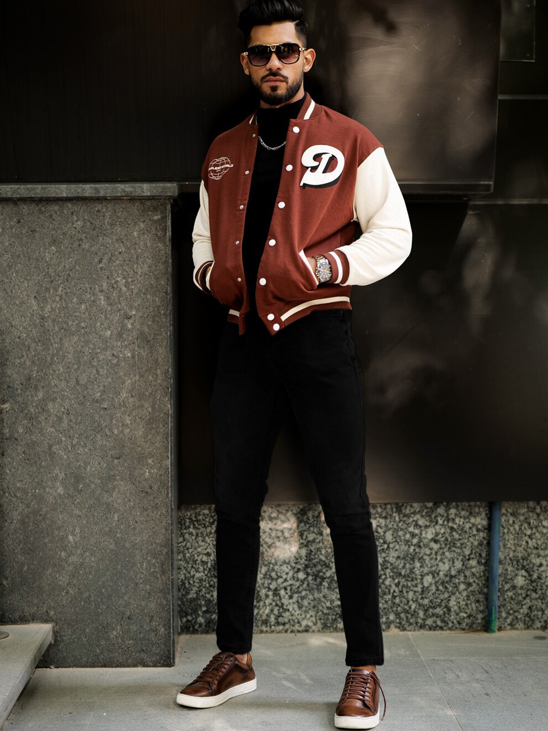 Buy Powerlook Men Printed Pure Cotton Varsity Jacket - Jackets for Men ...