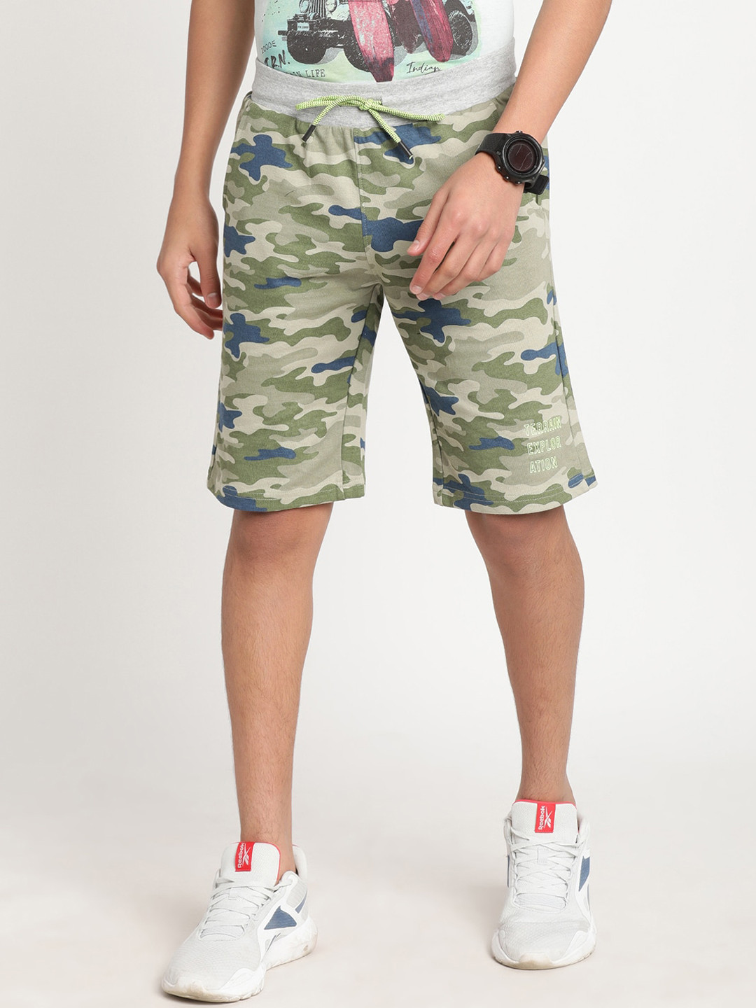 Buy Indian Terrain Boys Camouflage Printed Cotton Slim Fit Running ...
