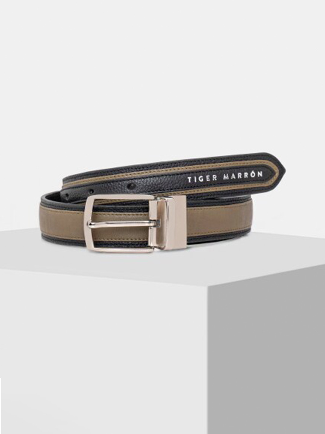 Buy TIGER MARRON Men Textured Leather Wide Belt - Belts for Men ...