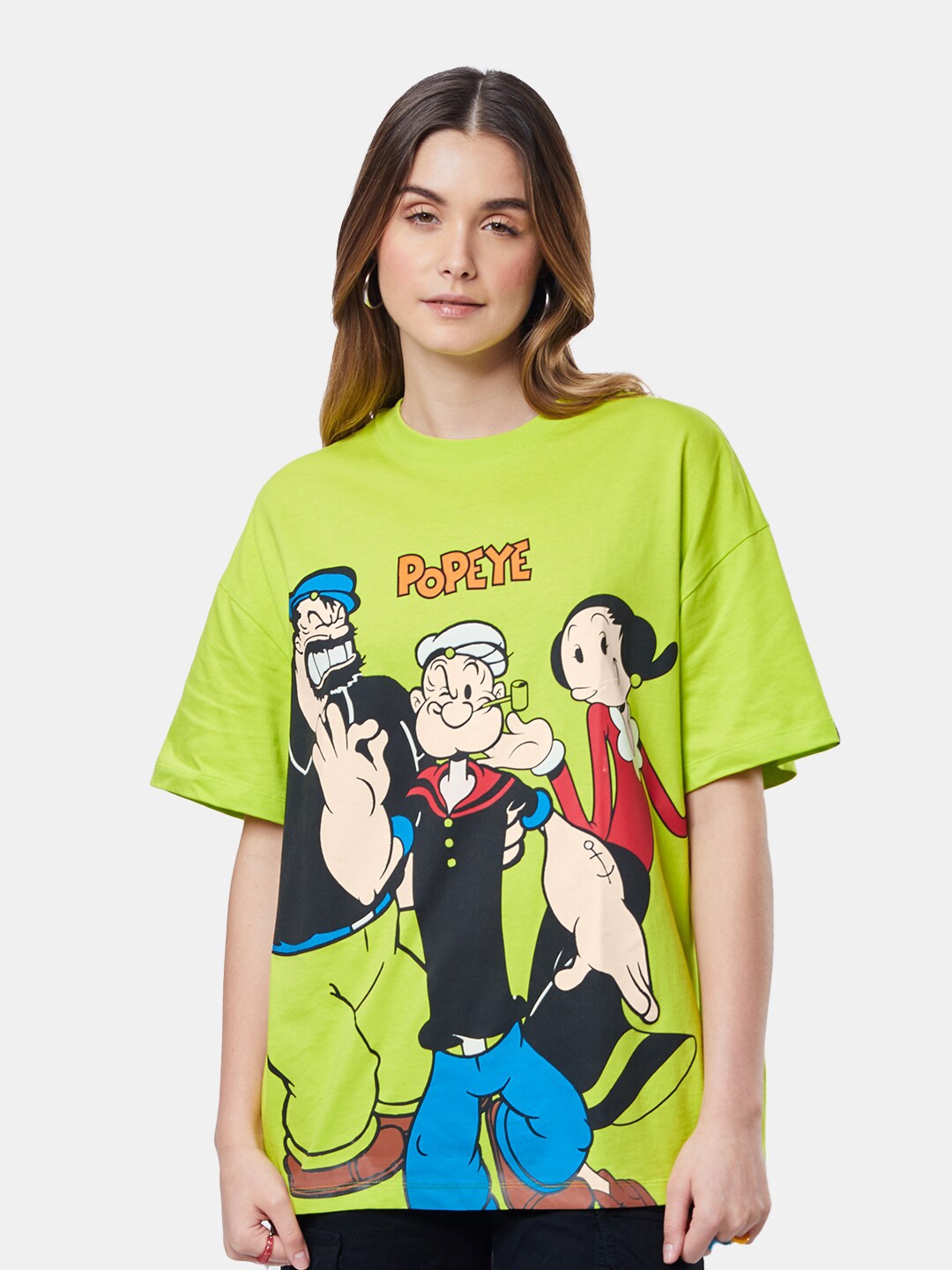 Buy The Souled Store Popeye Comic Printed Cotton Oversized T Shirt