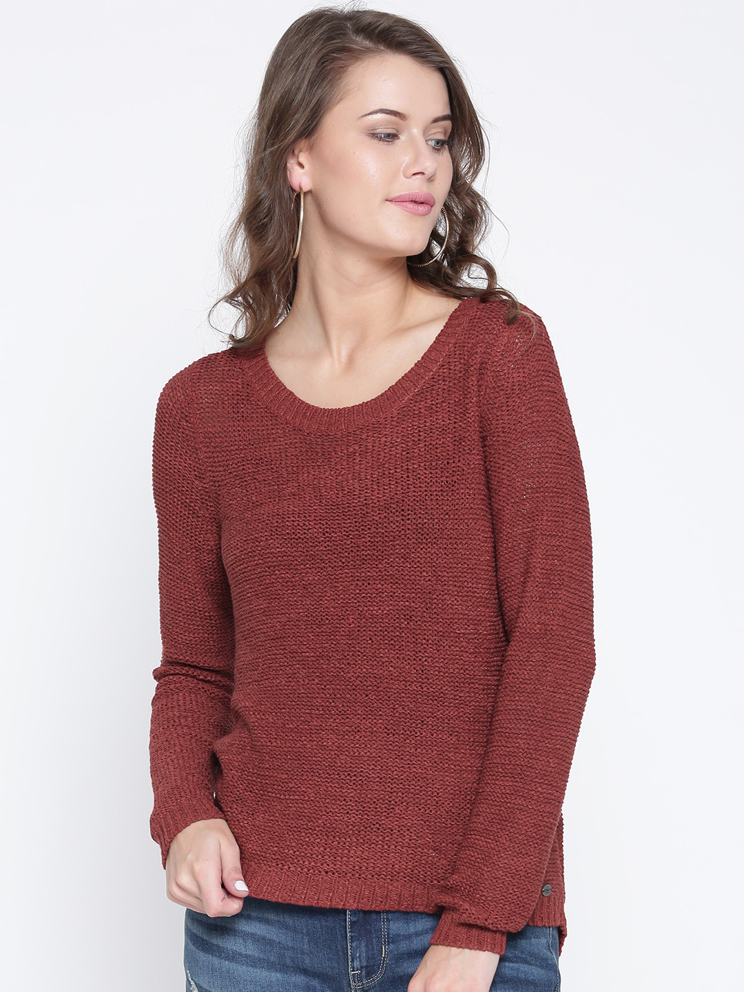 Buy ONLY Women Rust Red Solid Sweater - Sweaters for Women 2181103 | Myntra