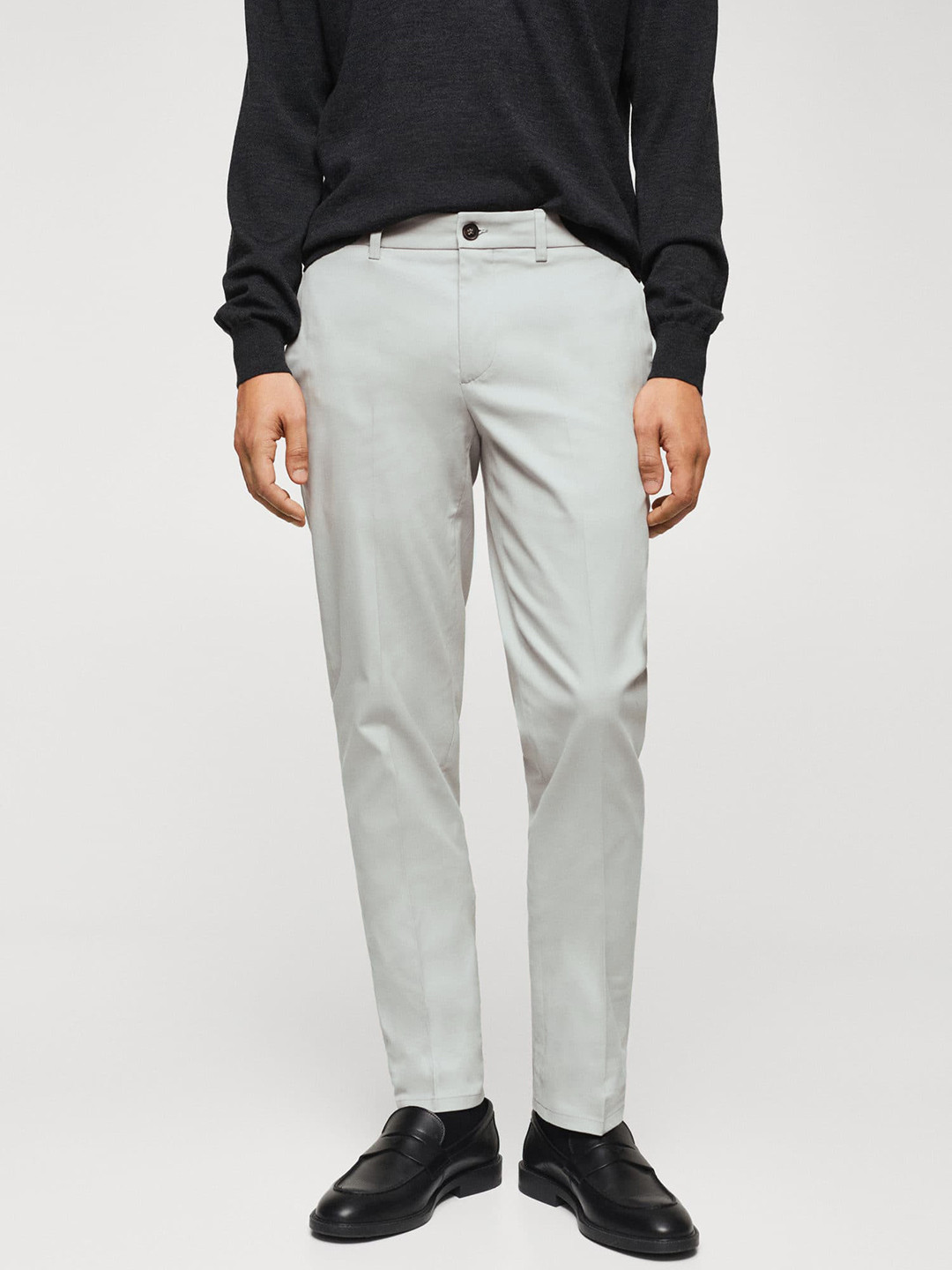 Buy MANGO MAN Solid Slim Fit Sustainable Chinos Trousers - Trousers for ...