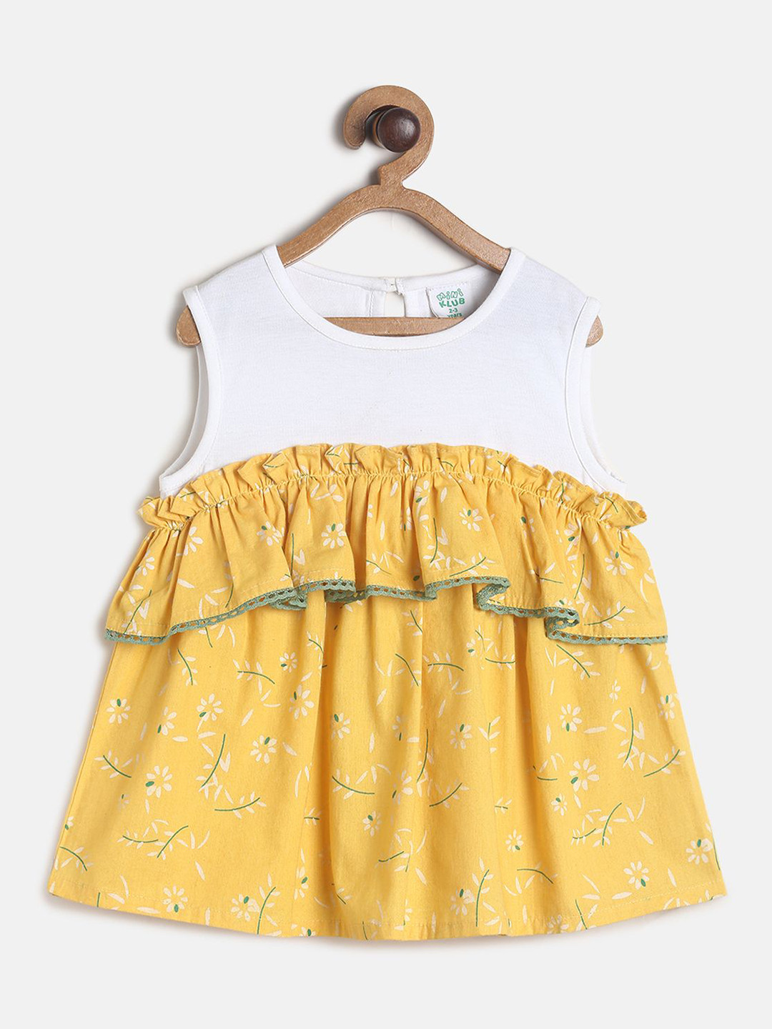 Buy MINI KLUB Girls Floral Printed Round Neck Pure Cotton A Line Top ...