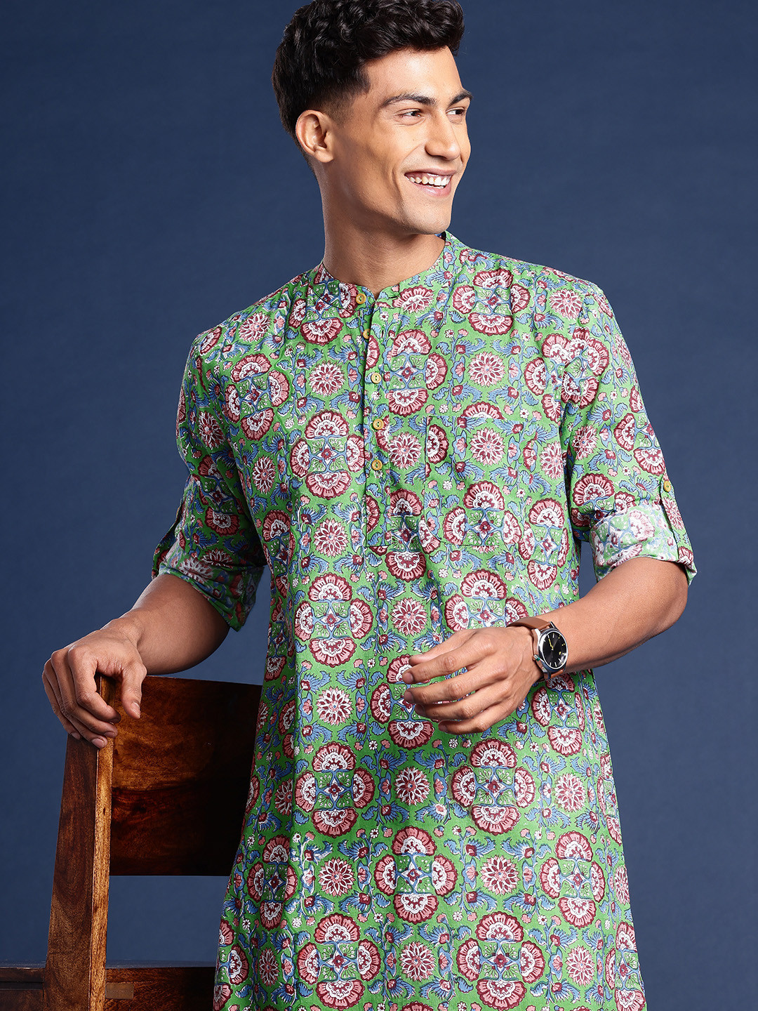 Buy Taavi Block Print Legacy Pure Cotton Floral Printed Kurta - Kurtas for Men 21823254 | Myntra