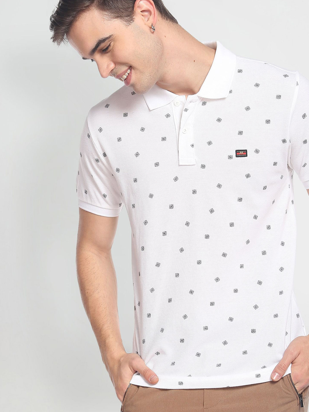 Buy Flying Machine All Over Motif Print Cotton Polo Shirt - Tshirts for ...