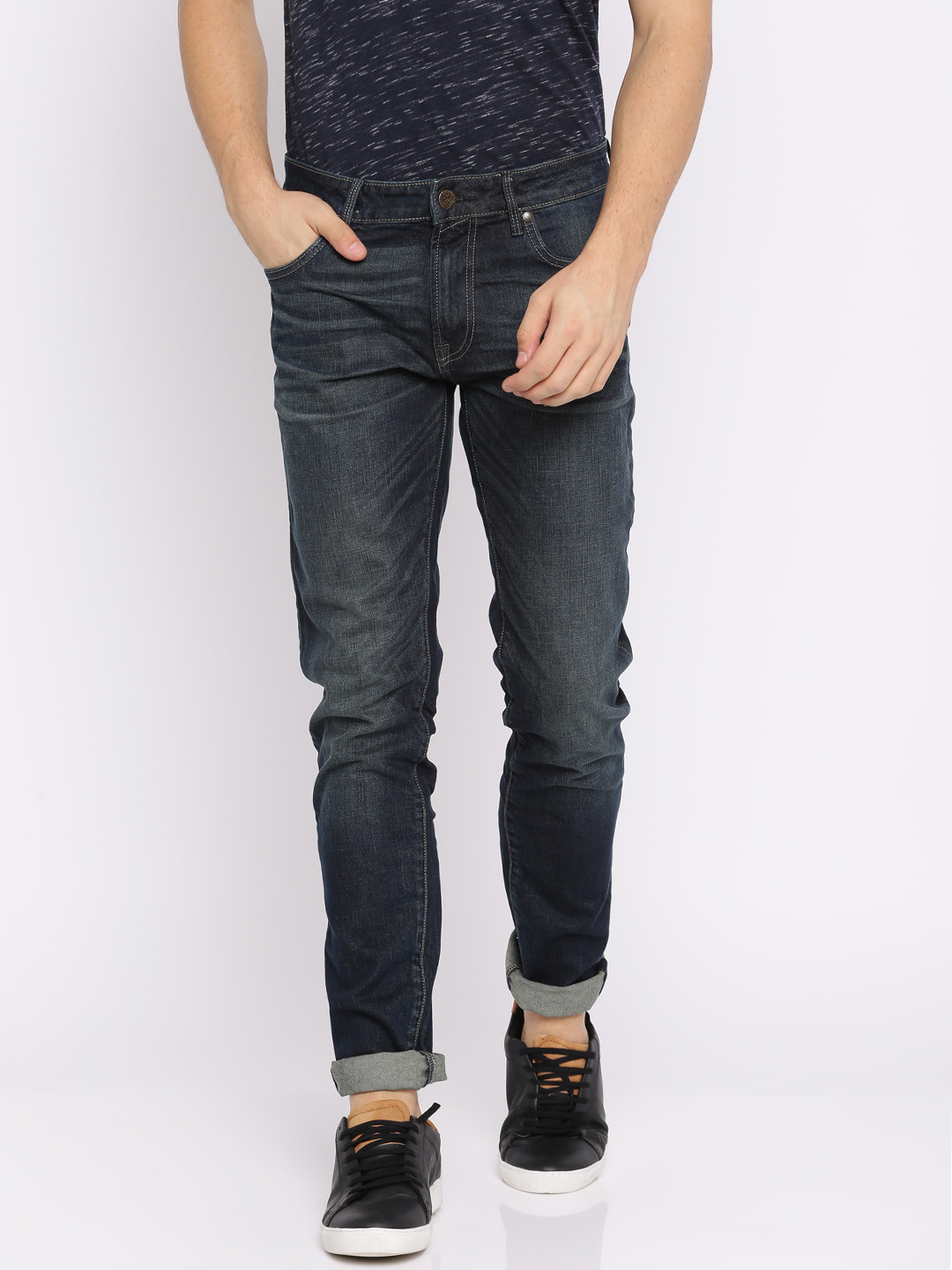 Buy Jack & Jones Men Blue Slim Fit Low Rise Clean Look Stretchable ...