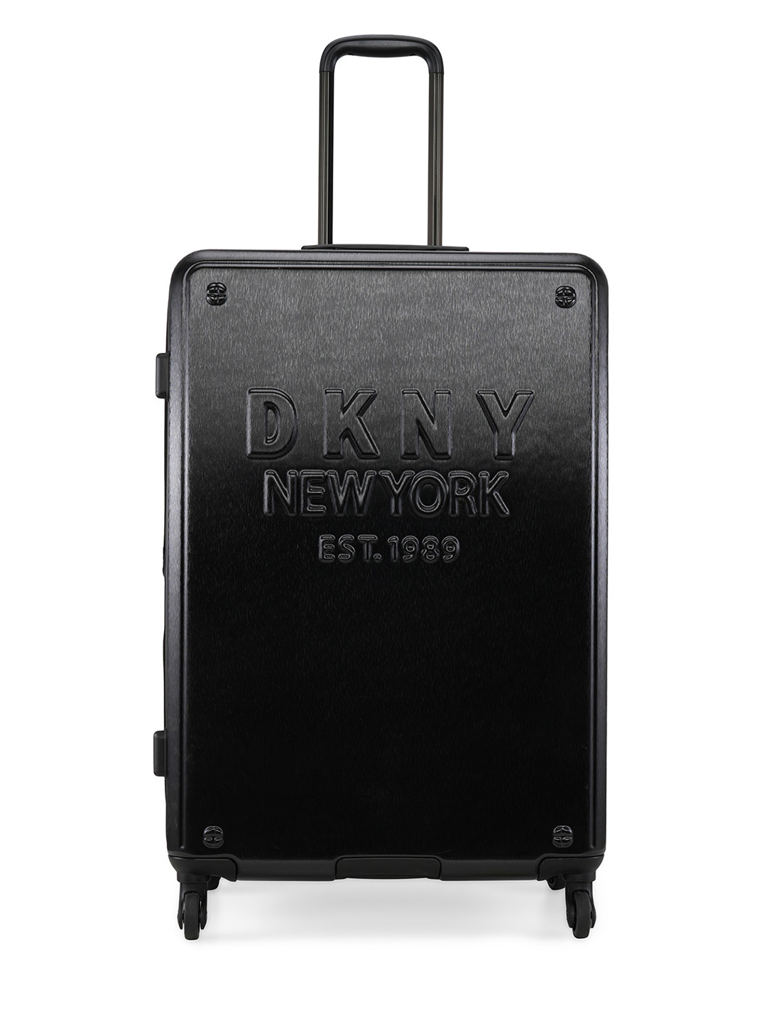 Buy DKNY NEW YORKER Black Matallic Textured Hard Sided Large ABS ...