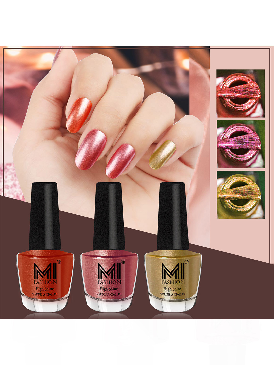 Buy MI FASHION Set Of 3 Vernis A Ongles High Shine Shimmer Nail Paints ...