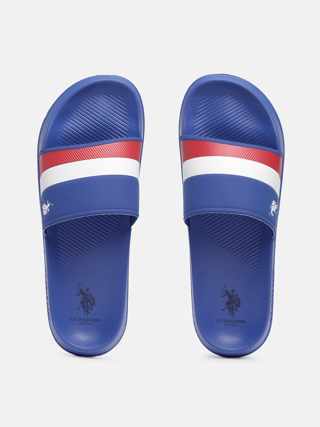 Buy U.S. Polo Assn. Men Colourblocked Sliders - Flip Flops for Men ...