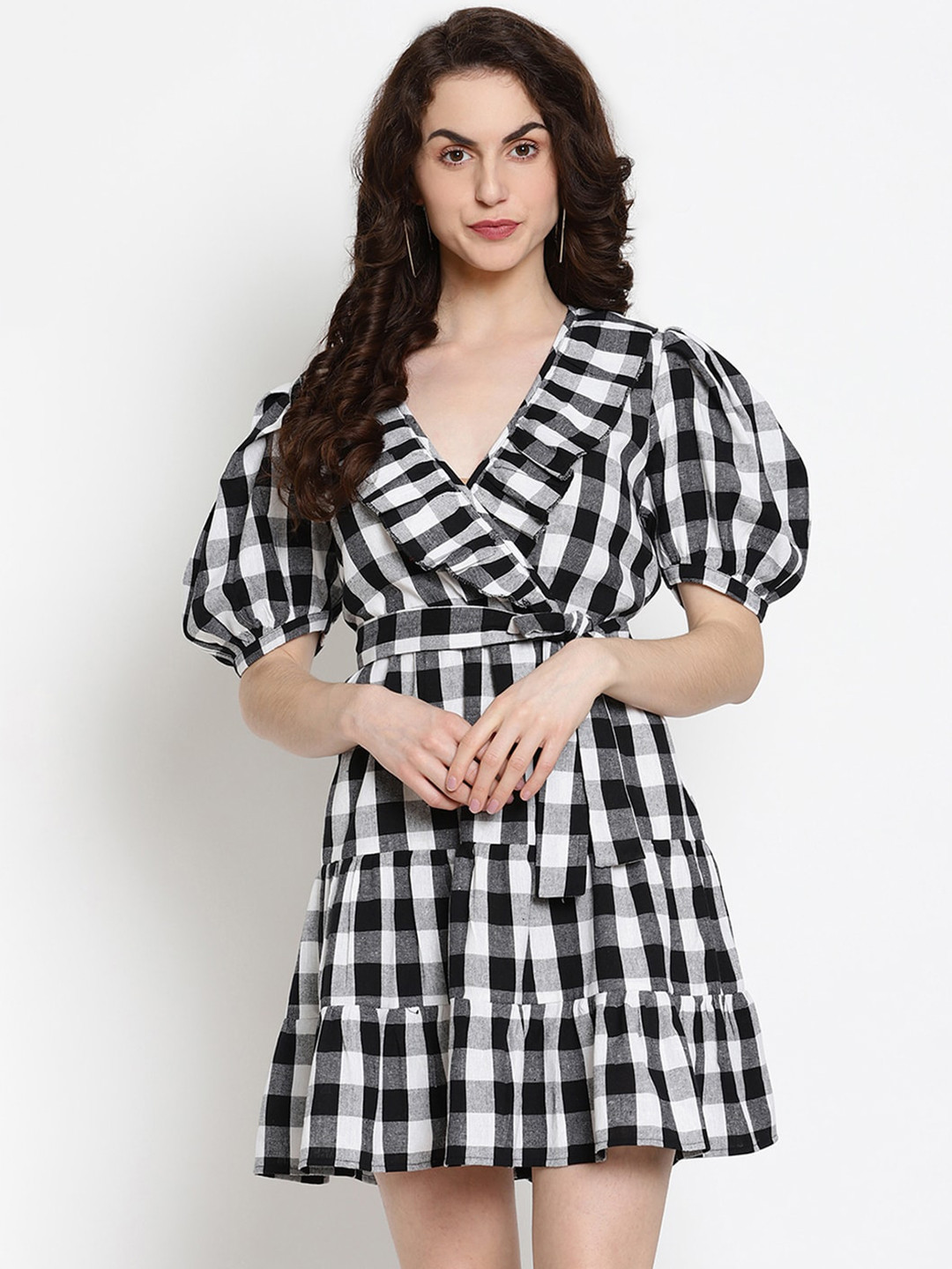 Buy The Vanca Checked Fit & Flare Mini Dress - Dresses for Women ...