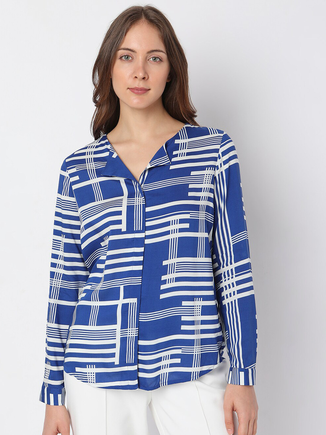 Buy Vero Moda Printed Cuffed Sleeve Shirt Style Top Tops For Women buy-vero-moda-printed-cuffed-sleeve-shirt-style-top-tops-for-women