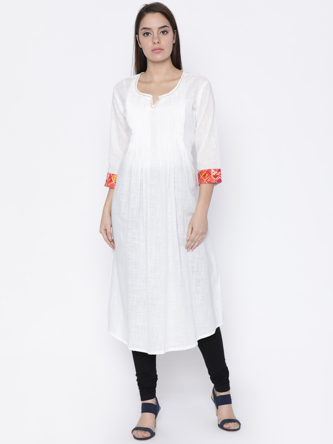 Buy Jashn Women Off White Solid A Line Kurta - Kurtas for Women 2184202 ...
