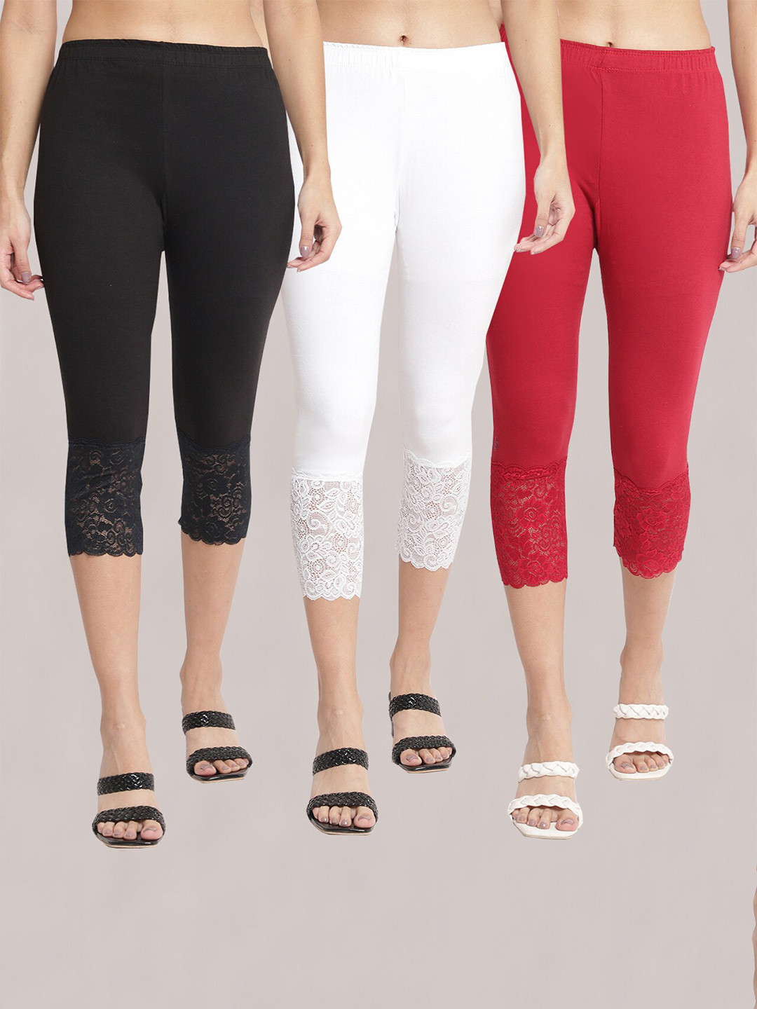 Buy Jinfo Women Pack Of 3 Skinny Fit Cotton Capris - Capris for Women ...