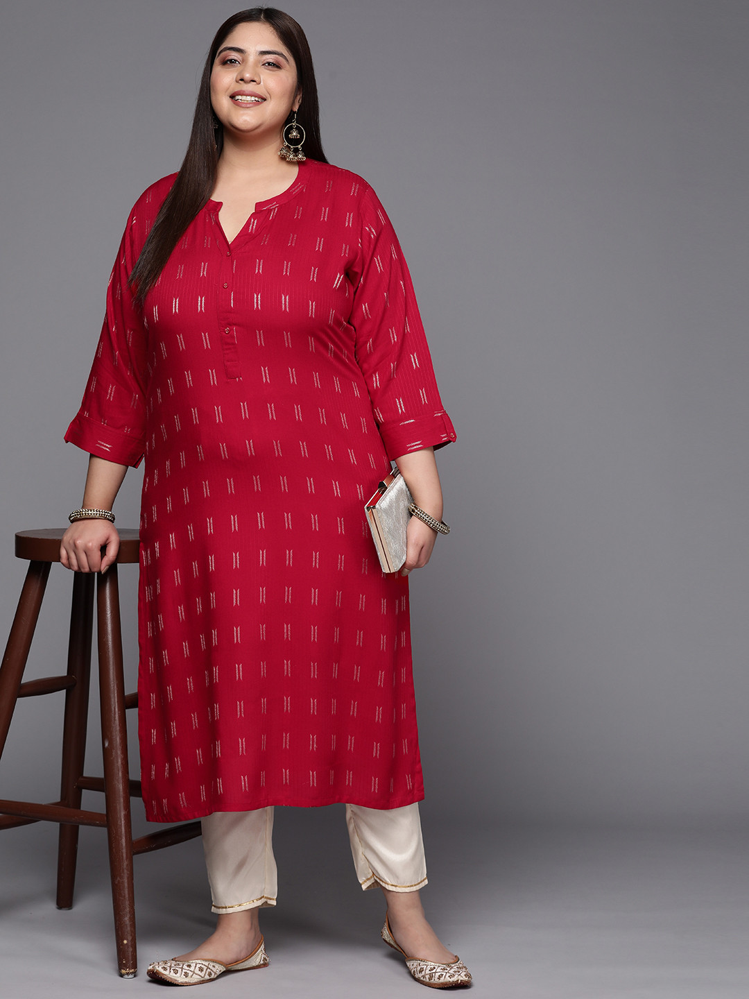 Buy EXTRA LOVE BY LIBAS Plus Size Ethnic Motifs Kurta - Kurtas for ...