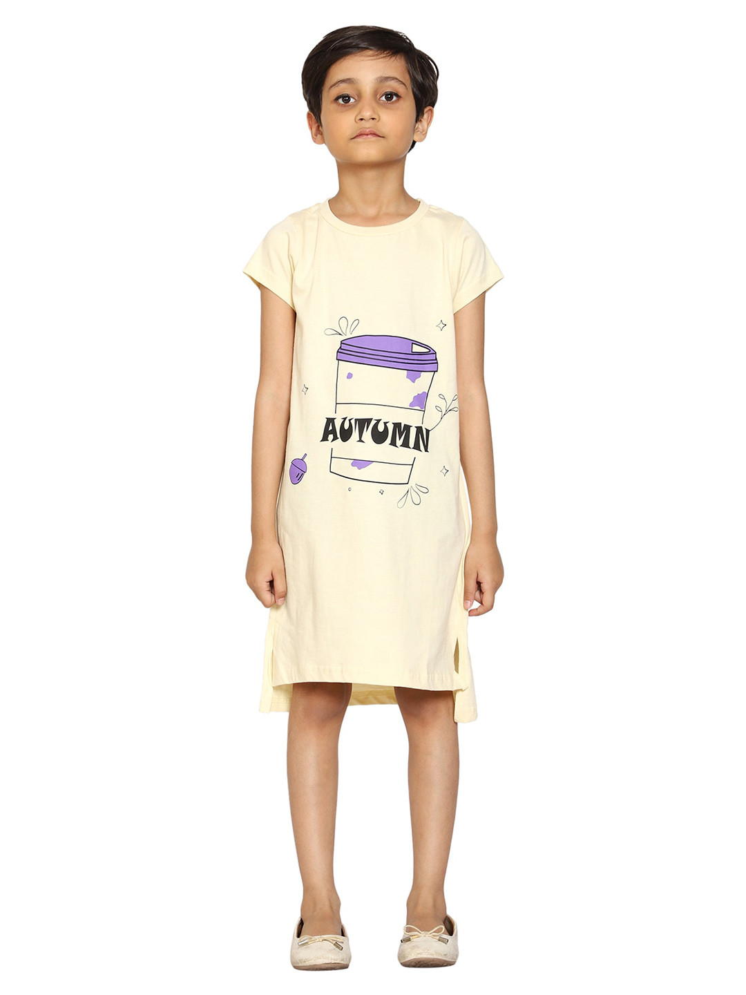 Buy KiddoPanti Girls Graphic Printed Pure Cotton Nightdress ...