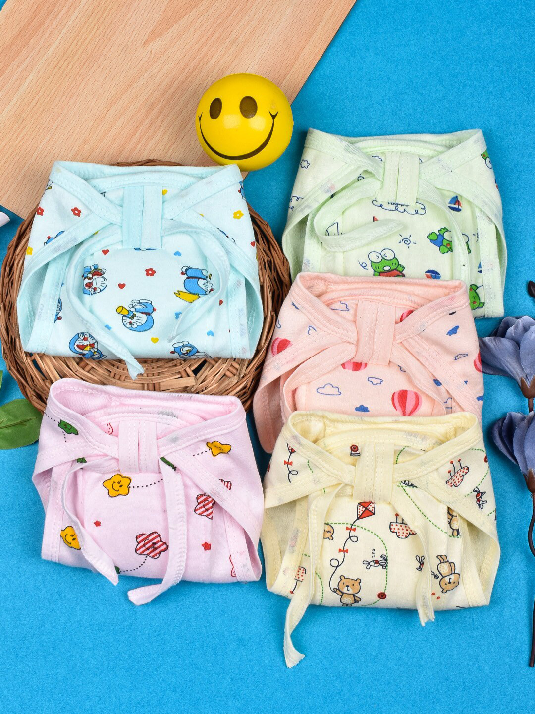 Buy Moms Home Infants Set Of 5 Printed Organic Cotton Cushioned Muslin ...