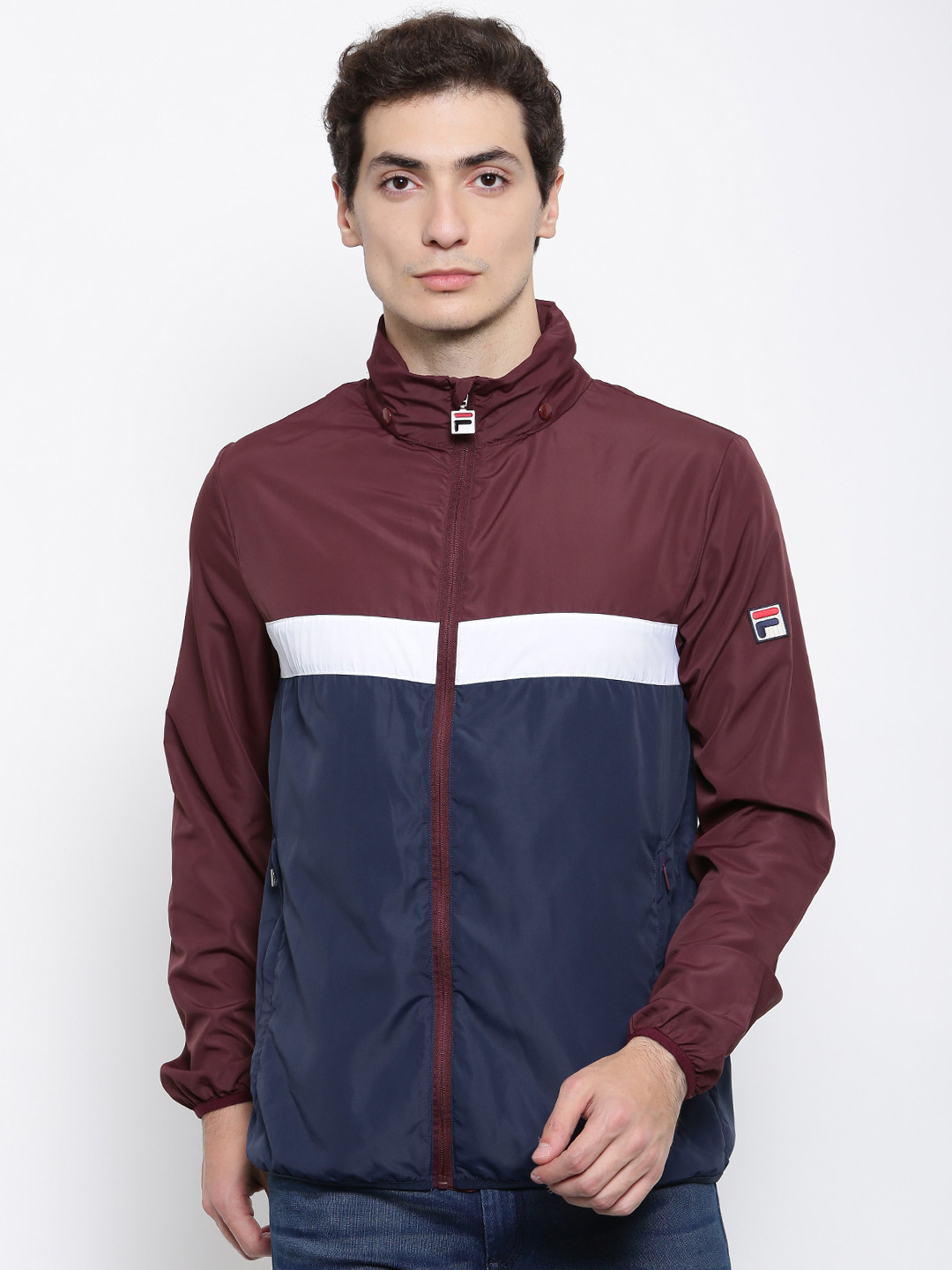 Buy FILA Men Maroon Solid Lightweight Sporty Jacket - Jackets for Men ...