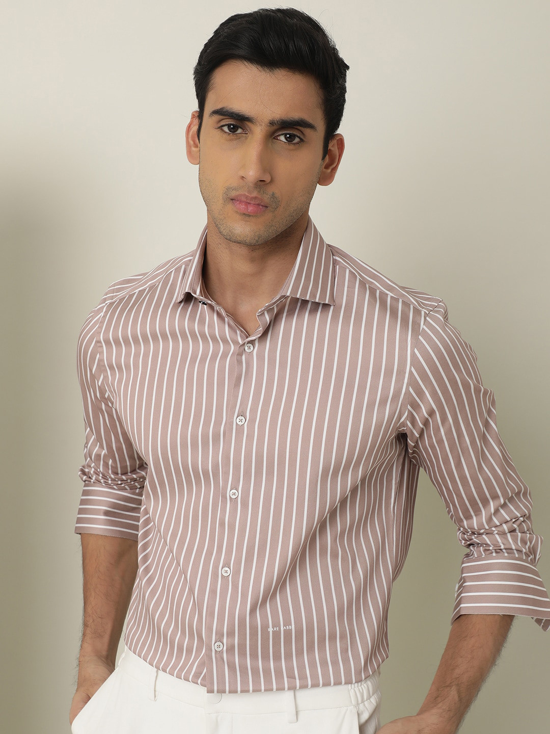 Buy RARE RABBIT Men Lido Slim Fit Vertical Striped Cotton Shirt ...