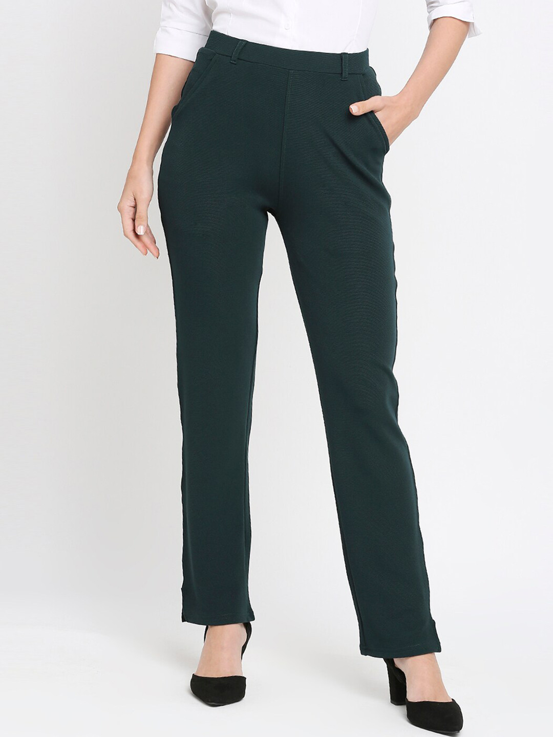 Buy Smarty Pants Women Straight Fit Mid Rise Formal Trouser - Trousers ...