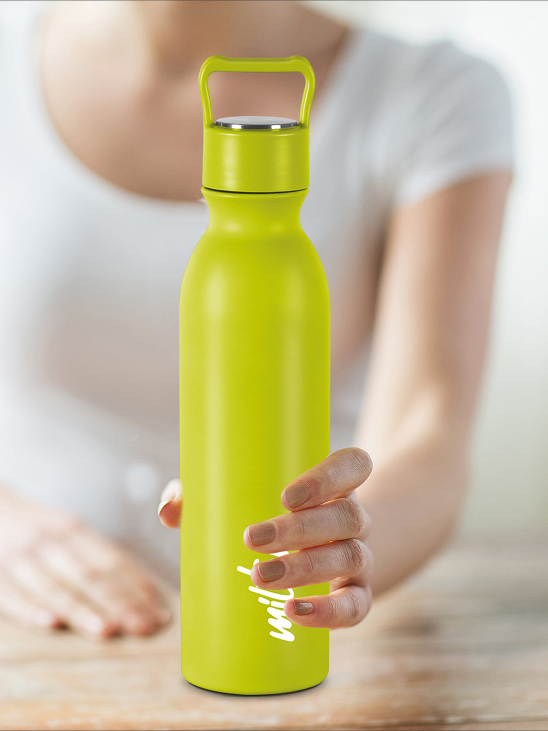Buy Milton Alice 1000 Neon Green Thermosteel Bottle 1 L - Water Bottle ...