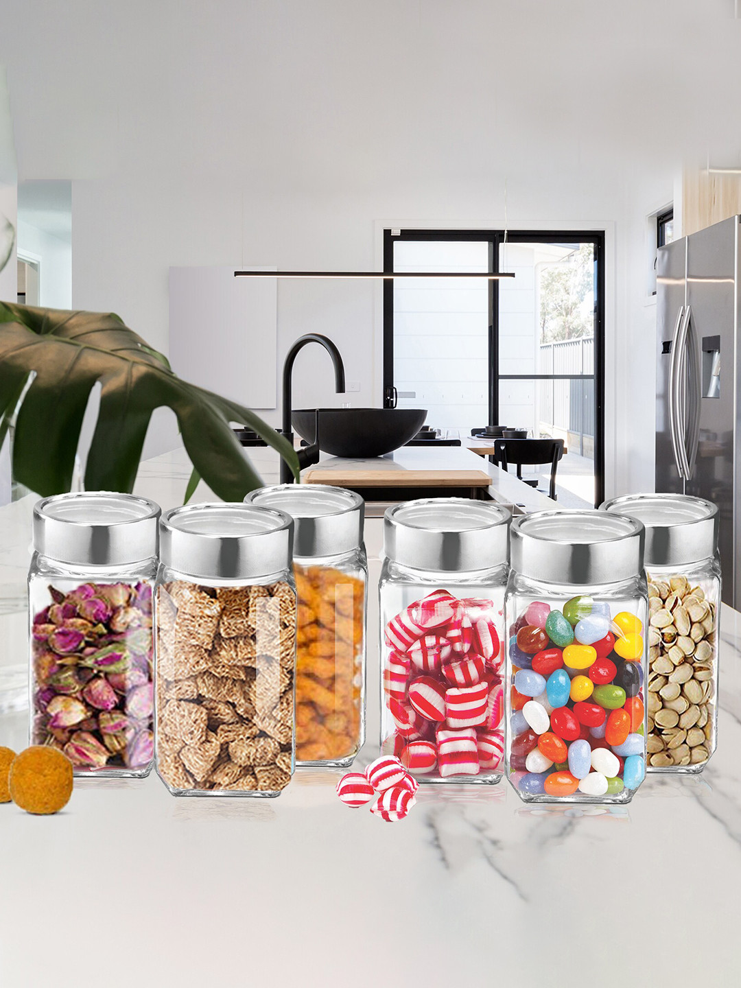 Buy Milton Cube Storage Glass 6 Pcs Transparent Jar 1 L Each ...