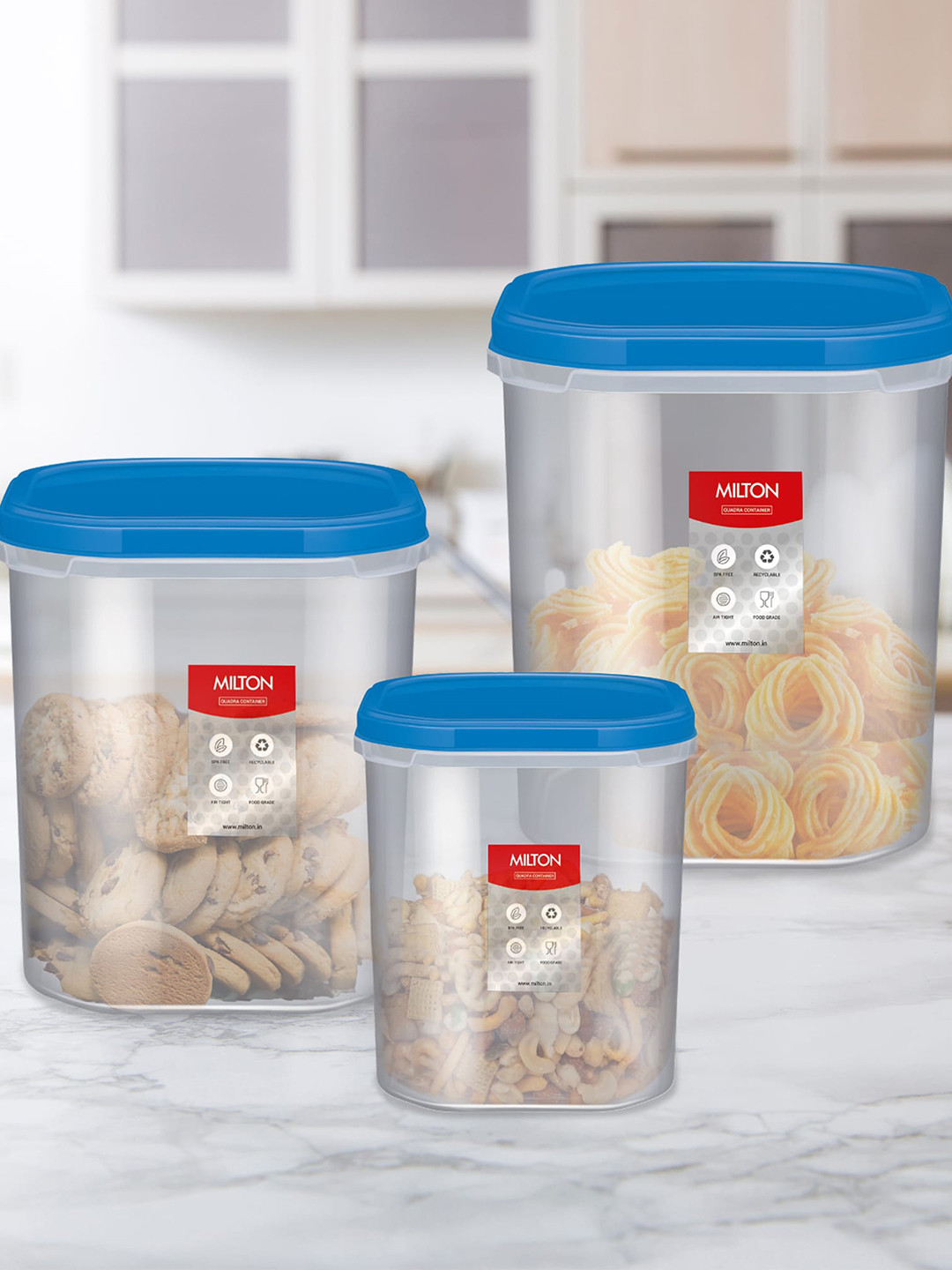 Buy Milton Quadra 3 Pcs Blue Food Storage Container 8 L 12 L 16 L ...