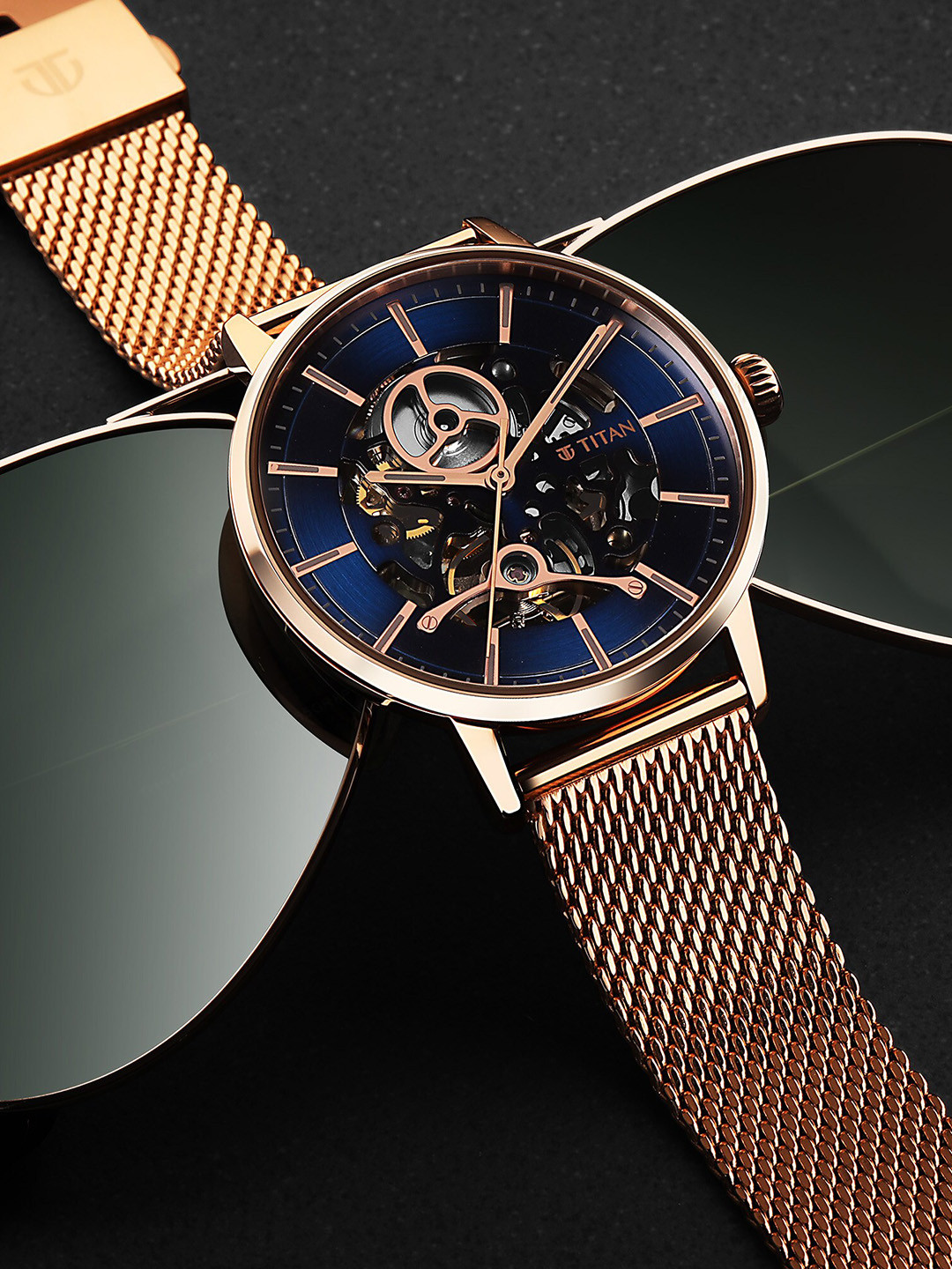 Buy Titan Men Skeleton Dial & Stainless Steel Bracelet Style Straps ...