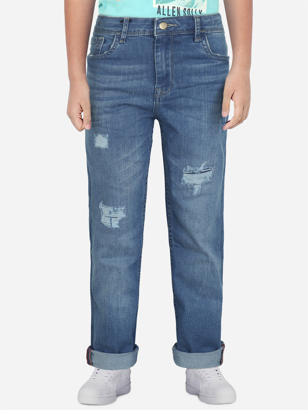 Buy Allen Solly Junior Boys Slim Fit Mildly Distressed Heavy Fade ...