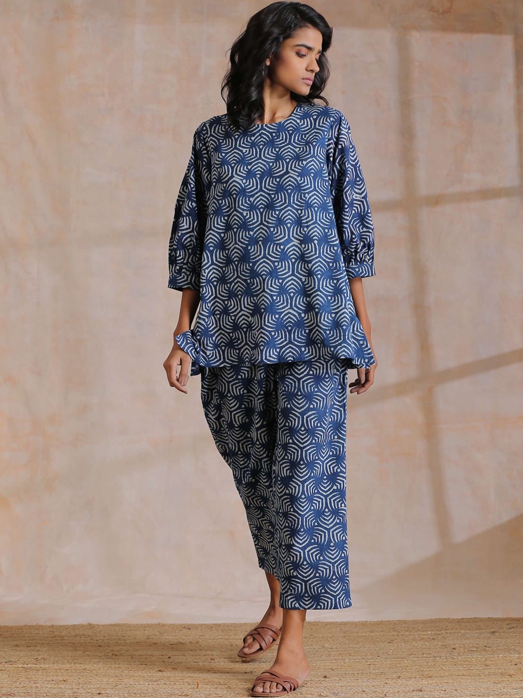 Buy Truebrowns Ethnic Motif Printed Pure Cotton Top With Trousers Co