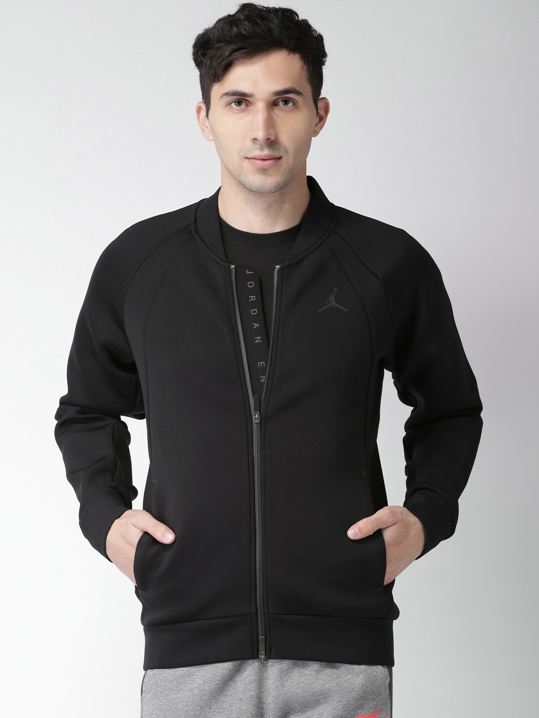 Buy Nike Men Black Solid NBA JORDAN FLIGHT TECH Sporty Jacket - Jackets ...