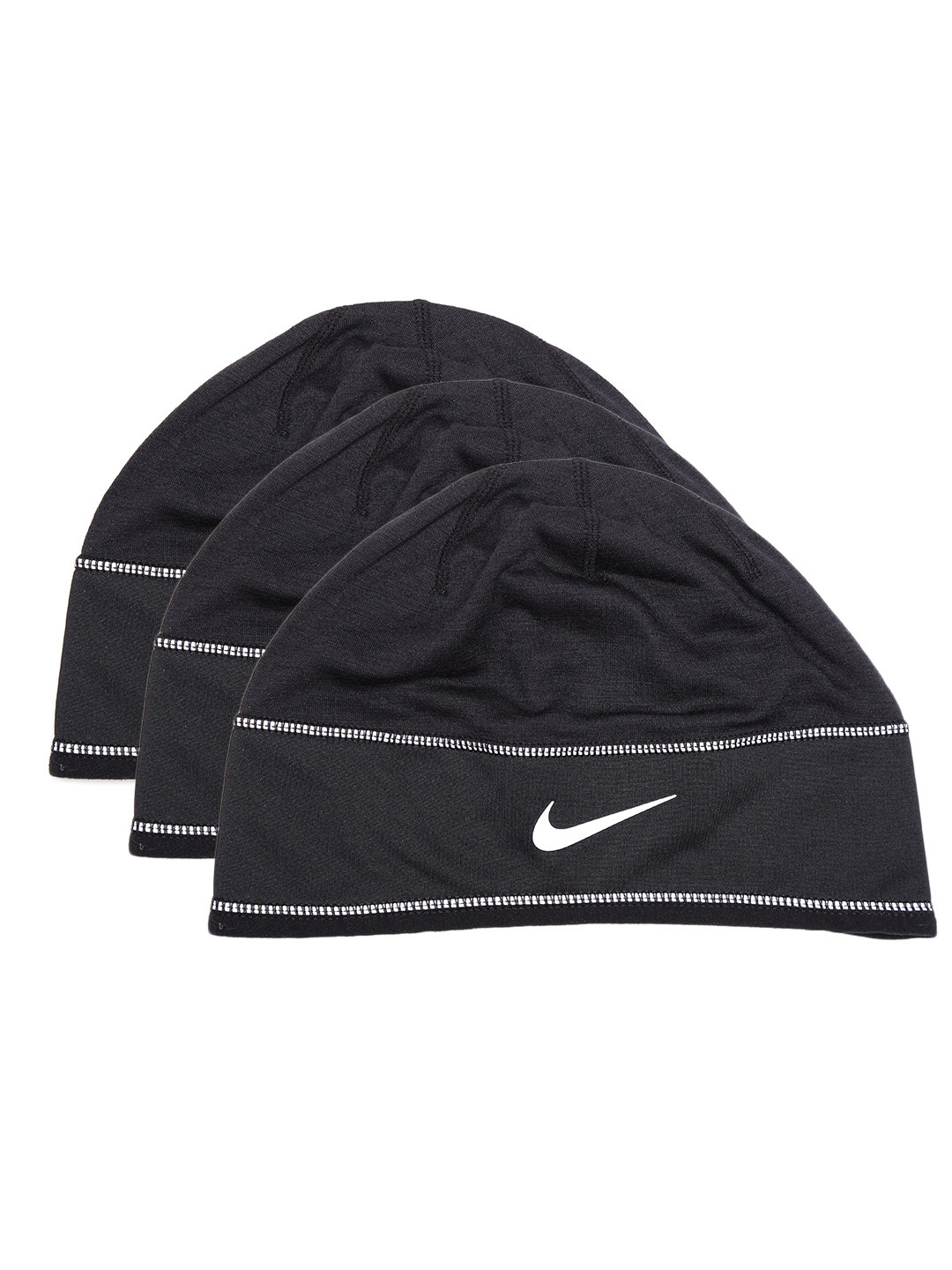 Buy Nike Unisex Set Of 3 Black Skully Running Beanies - Caps for Unisex ...