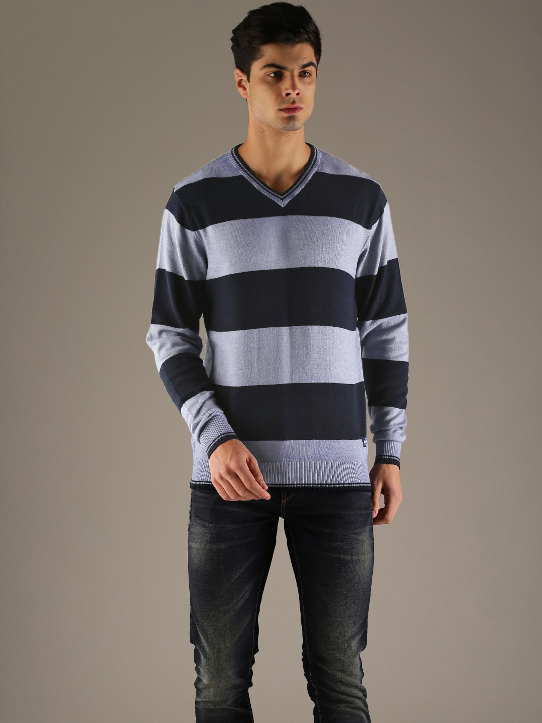 Buy Flying Machine Men Blue Striped Pullover - Sweaters for Men 2188035 ...