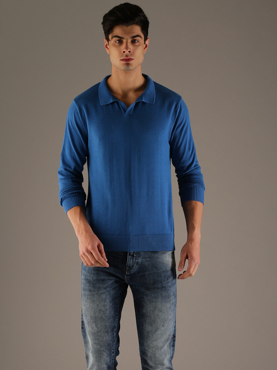 Buy Flying Machine Men Blue Solid Pullover - Sweaters for Men 2188048 ...