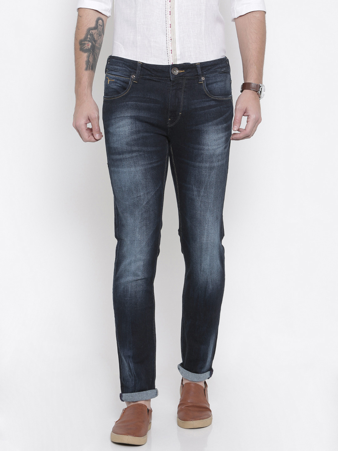 Buy Flying Machine Men Blue Michael Slim Tapered Fit Mid Rise Clean ...