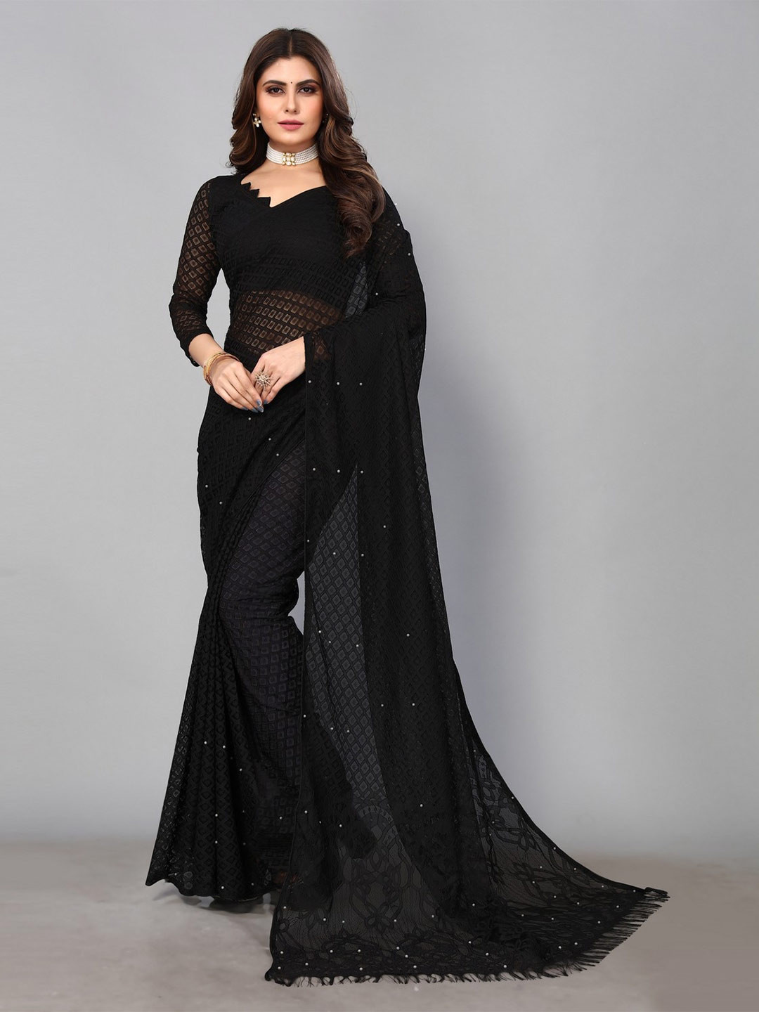 Buy KALINI Sheer Embellished Brasso Saree - Sarees for Women 21880882 ...