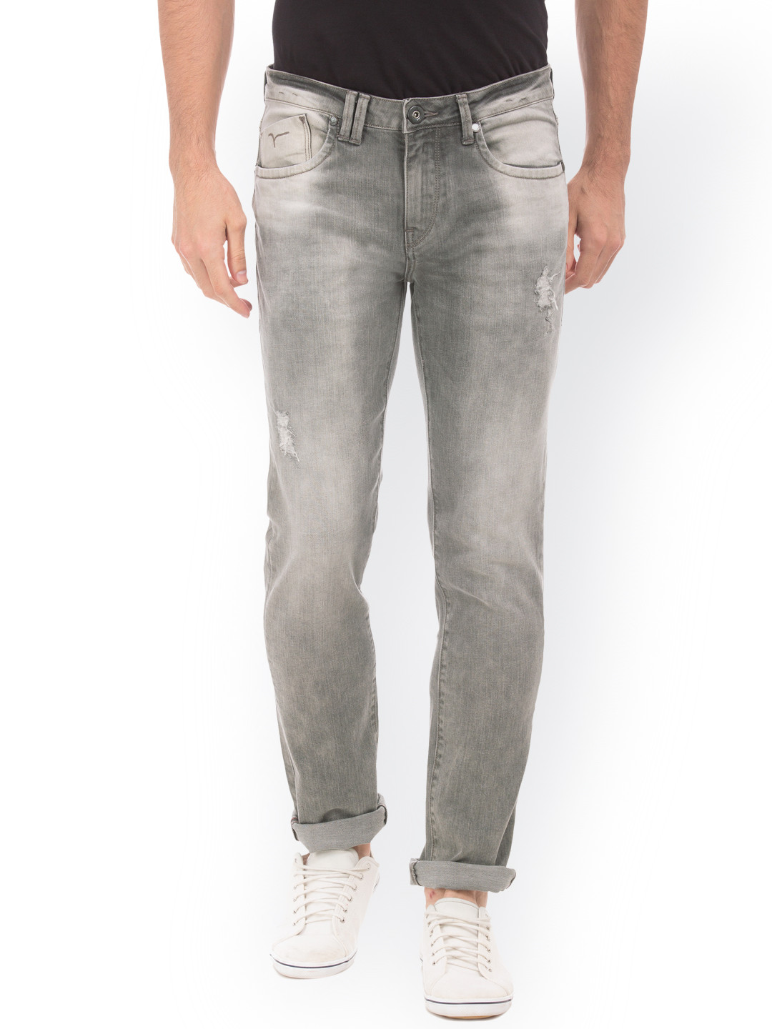 Buy Flying Machine Men Grey Regular Fit Mid Rise Clean Look Jeans ...